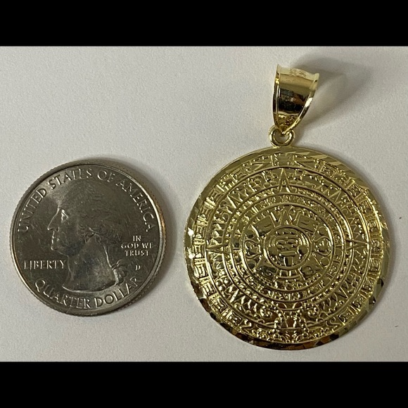 Jewelry | 1k Gold Aztec Calendar Pendant | Poshmark